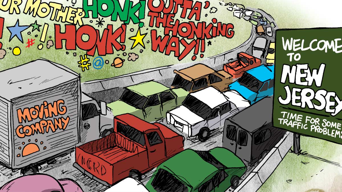 Webcomic: The Featherstone's first challenge: Shore traffic - WHYY