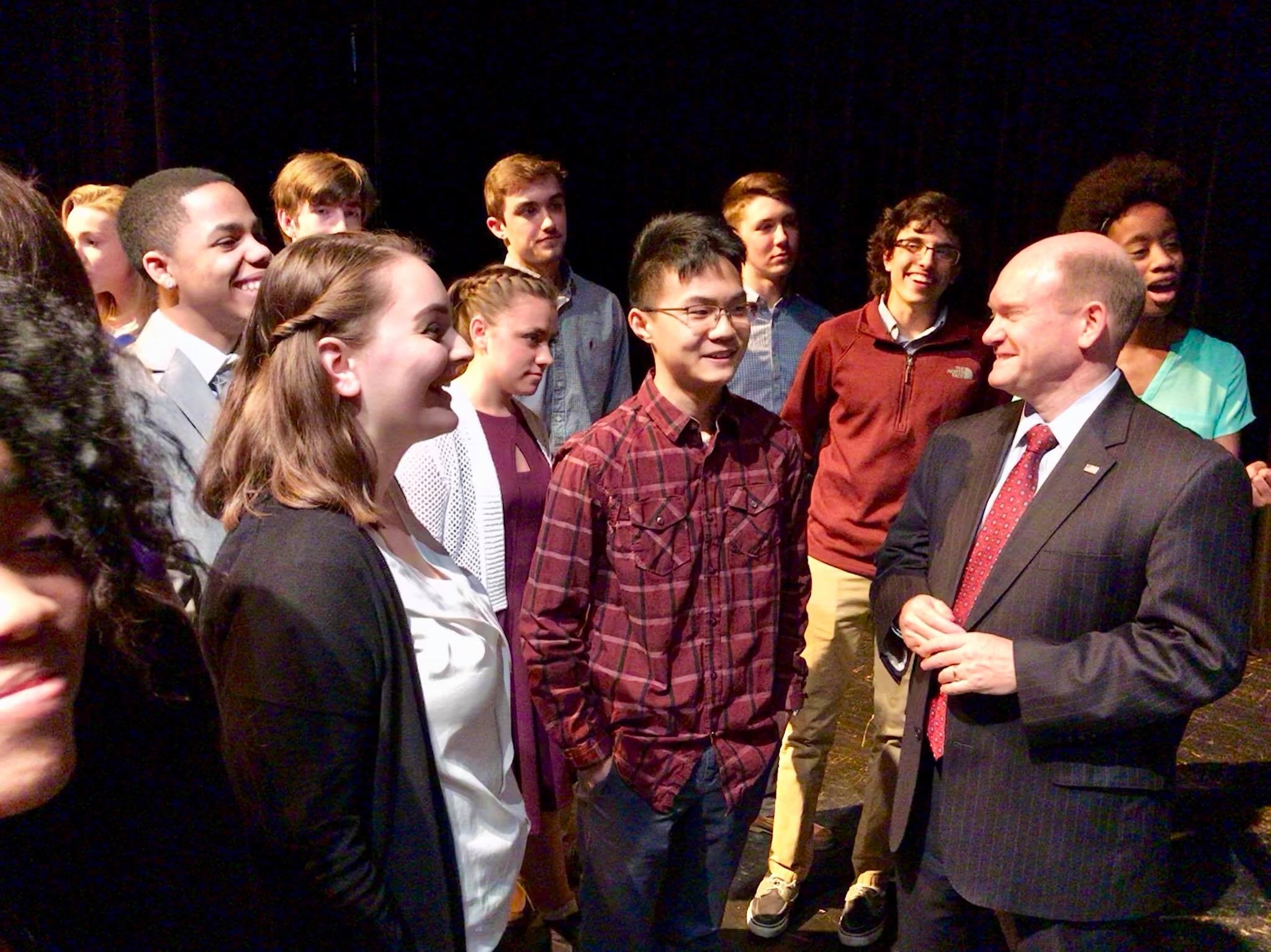 Delaware students talk school shootings with U.S. Sen. Chris Coons - WHYY