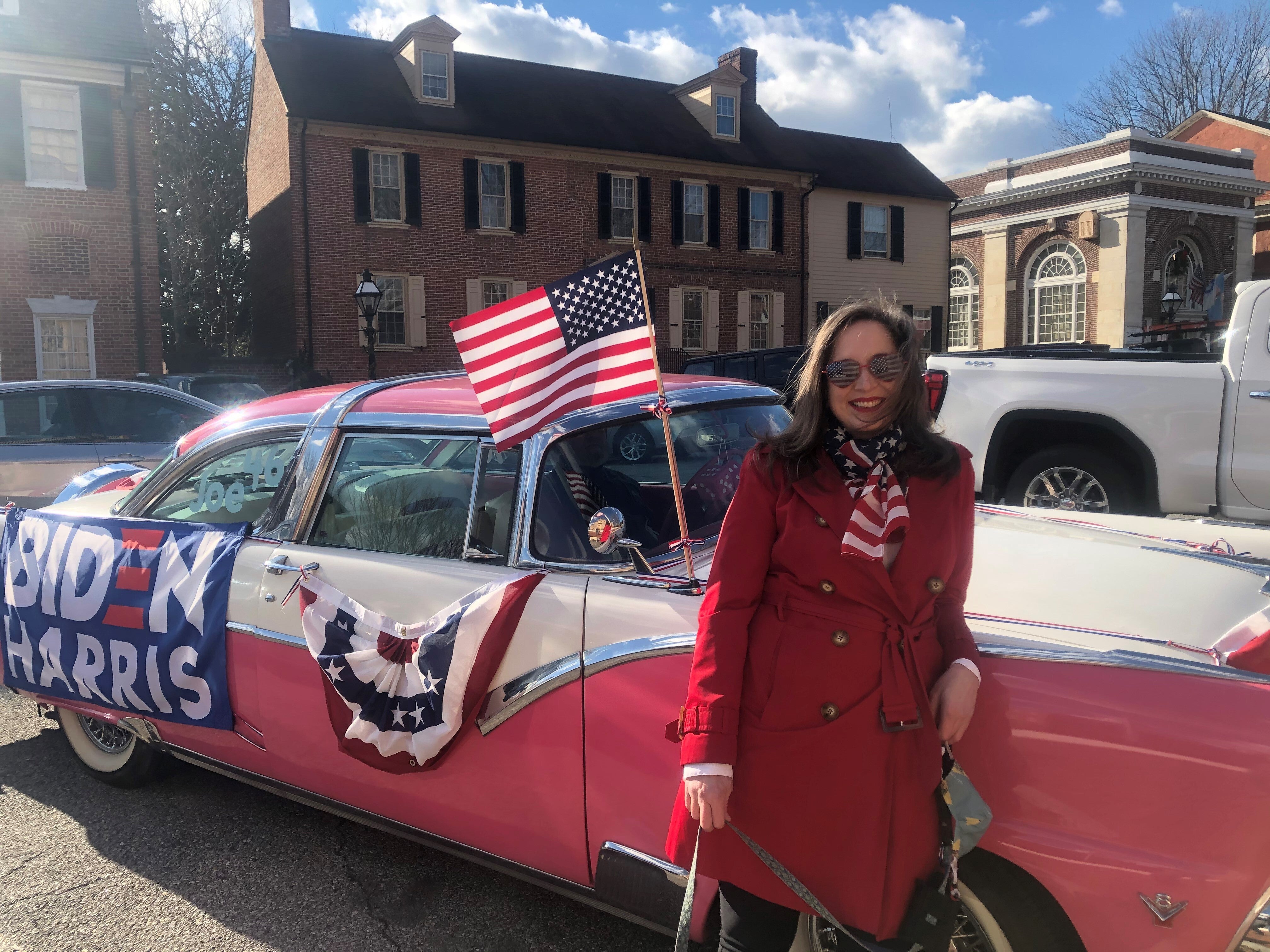 Del. woman celebrates Biden inaugural in pink vintage car - WHYY