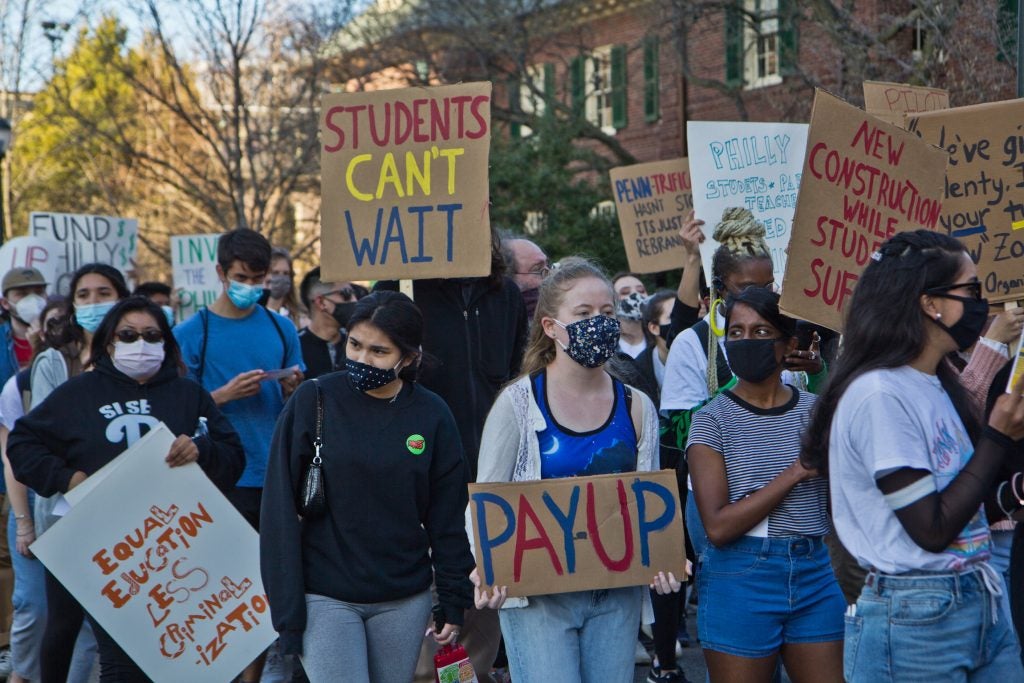 Protesters again push Drexel, Penn to pay PILOTs to Philly schools - WHYY