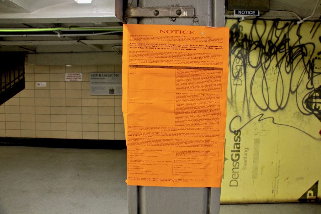 Police clear PATCO Station encampment - WHYY