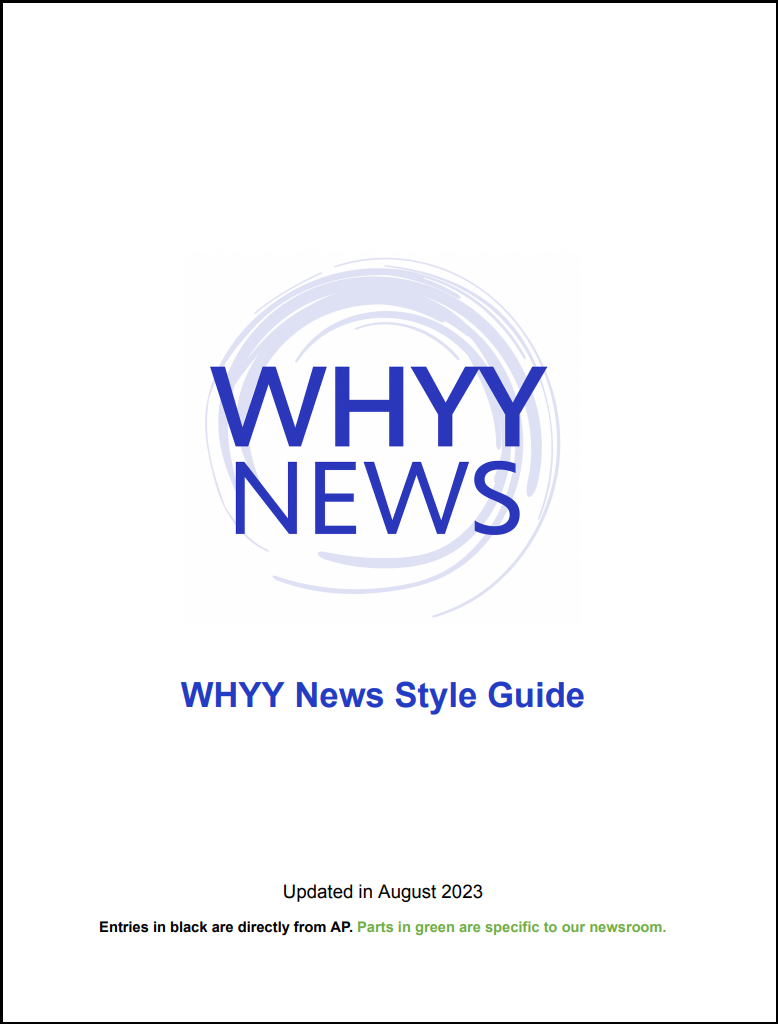 WHYY News Style Guide - WHYY