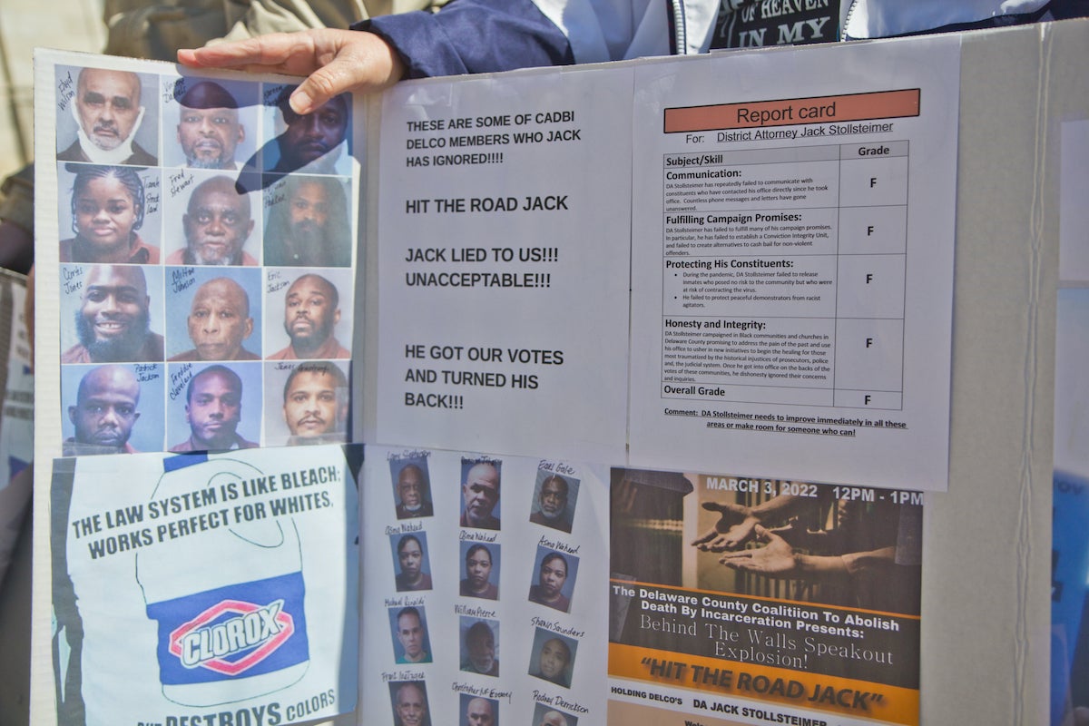Protesters call for accountability from Delco DA Stollsteimer - WHYY