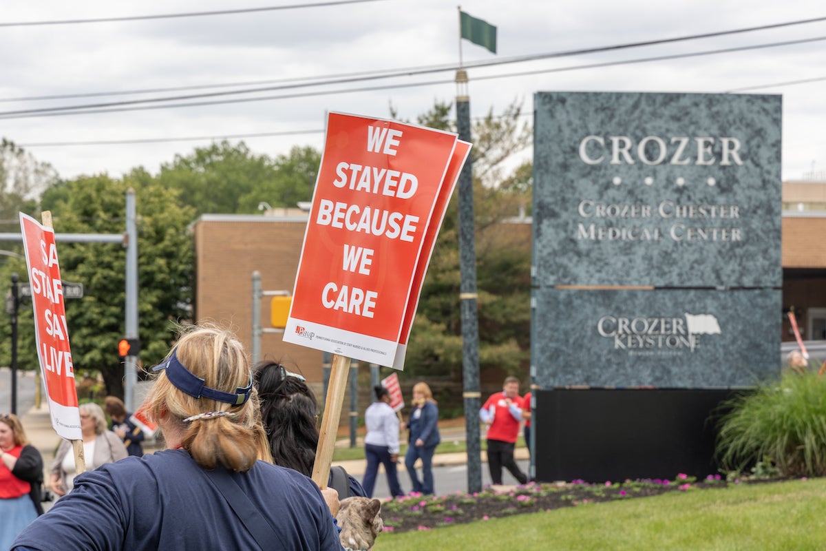 Nurses picket outside of Crozer-Chester Medical Center - WHYY